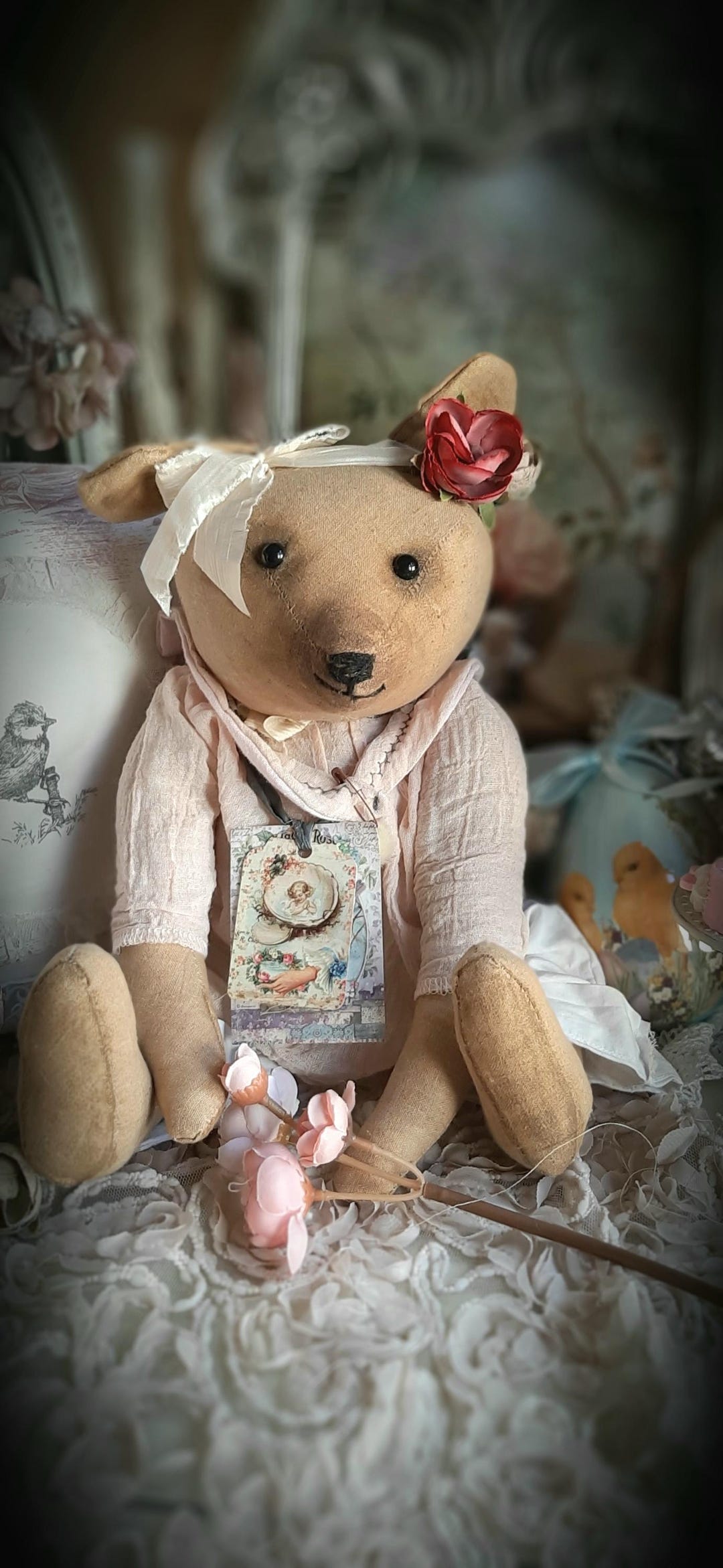Antiqued Handmade Bear Loopy Lou, by Charlotte Bird 16" Tall Dressed - Etsy