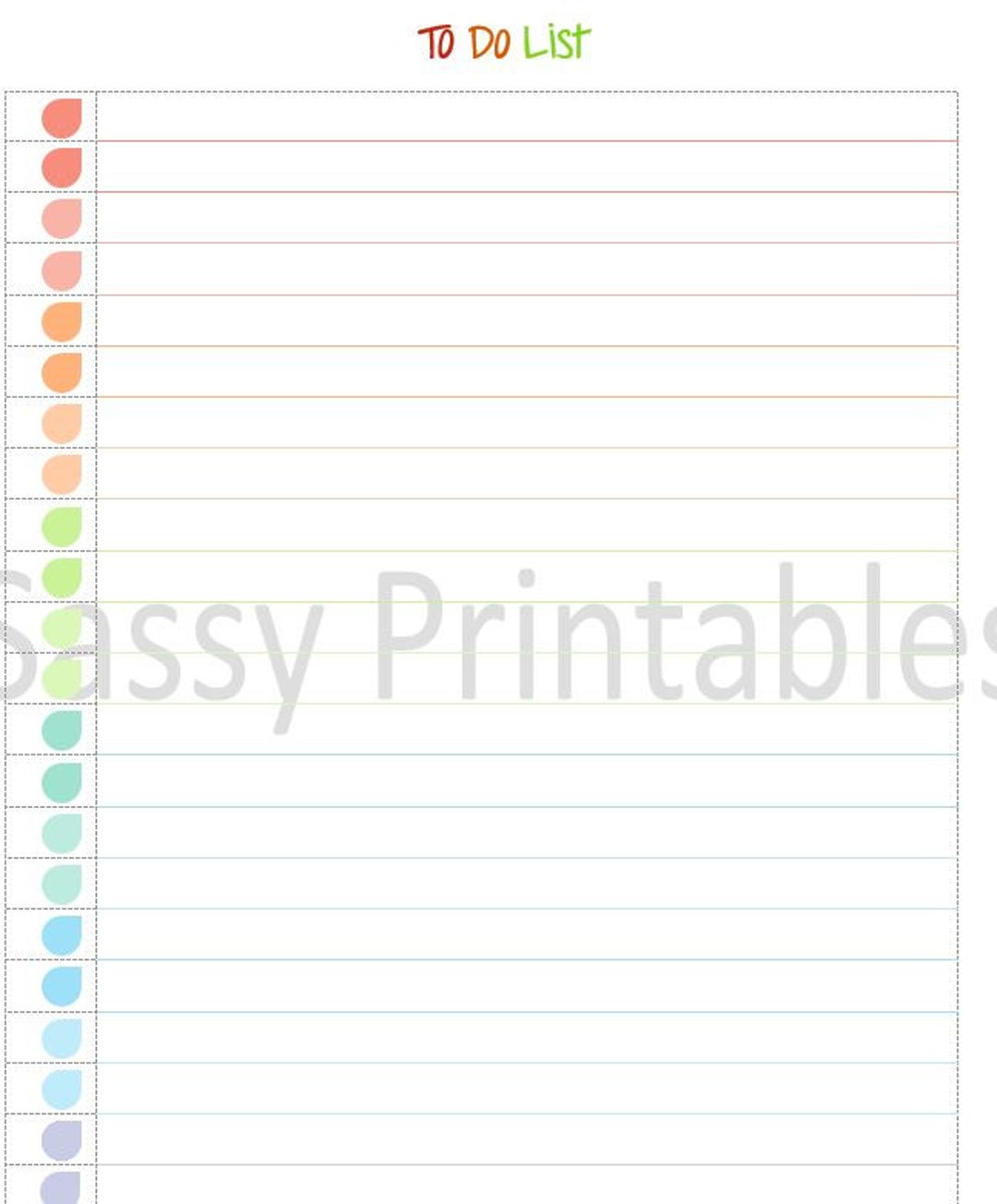 To Do List Printable Rainbow Colors - Etsy