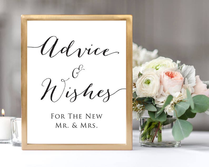 Advice And Wishes For The New Mr And Mrs 8x10 Sign Template Etsy