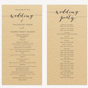 Wedding Program TWO Templates, Ceremony Program Template, DIY Wedding ...