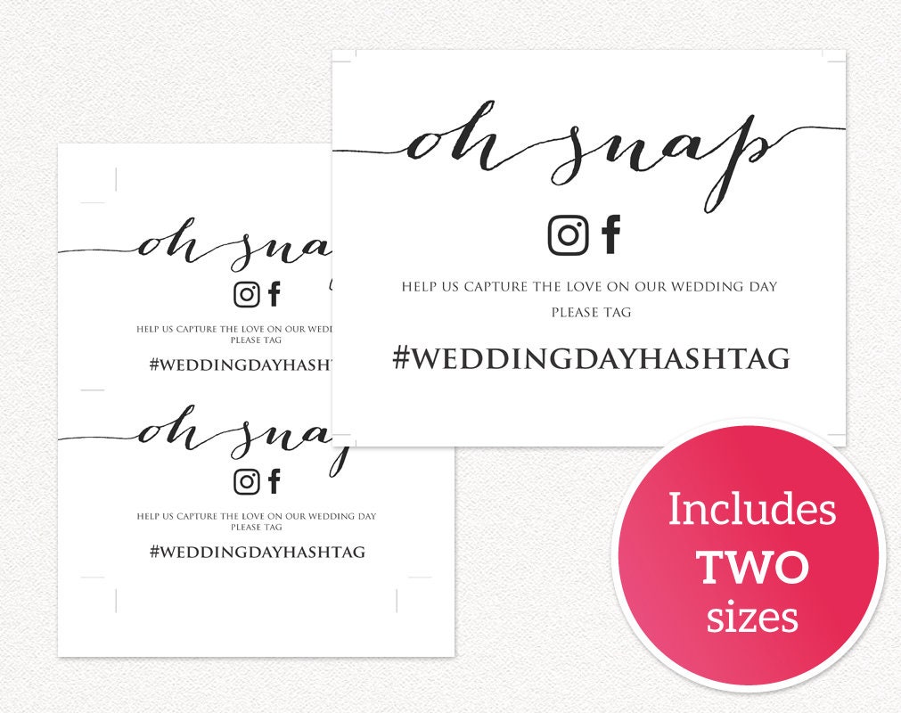 Oh Snap Sign Oh Snap Wedding Sign Hashtag Sign Hashtag - Etsy