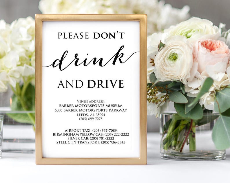 Wedding Bar Sign Printable Taxi Sign DIY Printable Please - Etsy