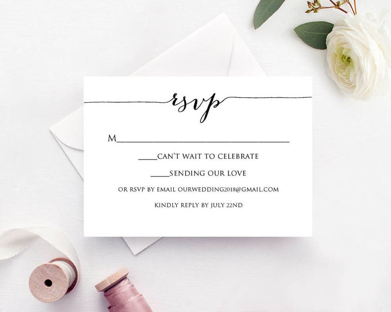 RSVP Cards Rsvp Card Template Rsvp Cards Wedding RSVP Card Etsy