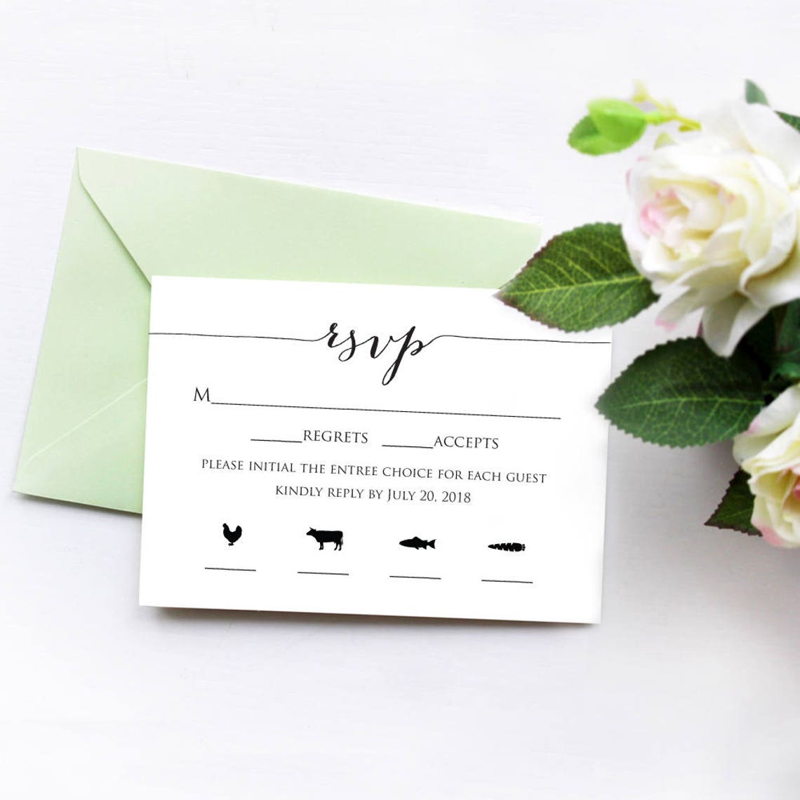 RSVP Card With Meal Icons Templates FOUR Meal Combinations - Etsy