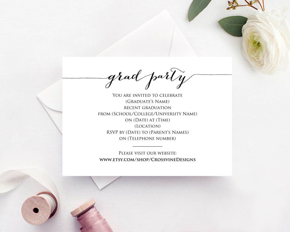Graduation Party Details Card Insert, Grad Party Information Card ...