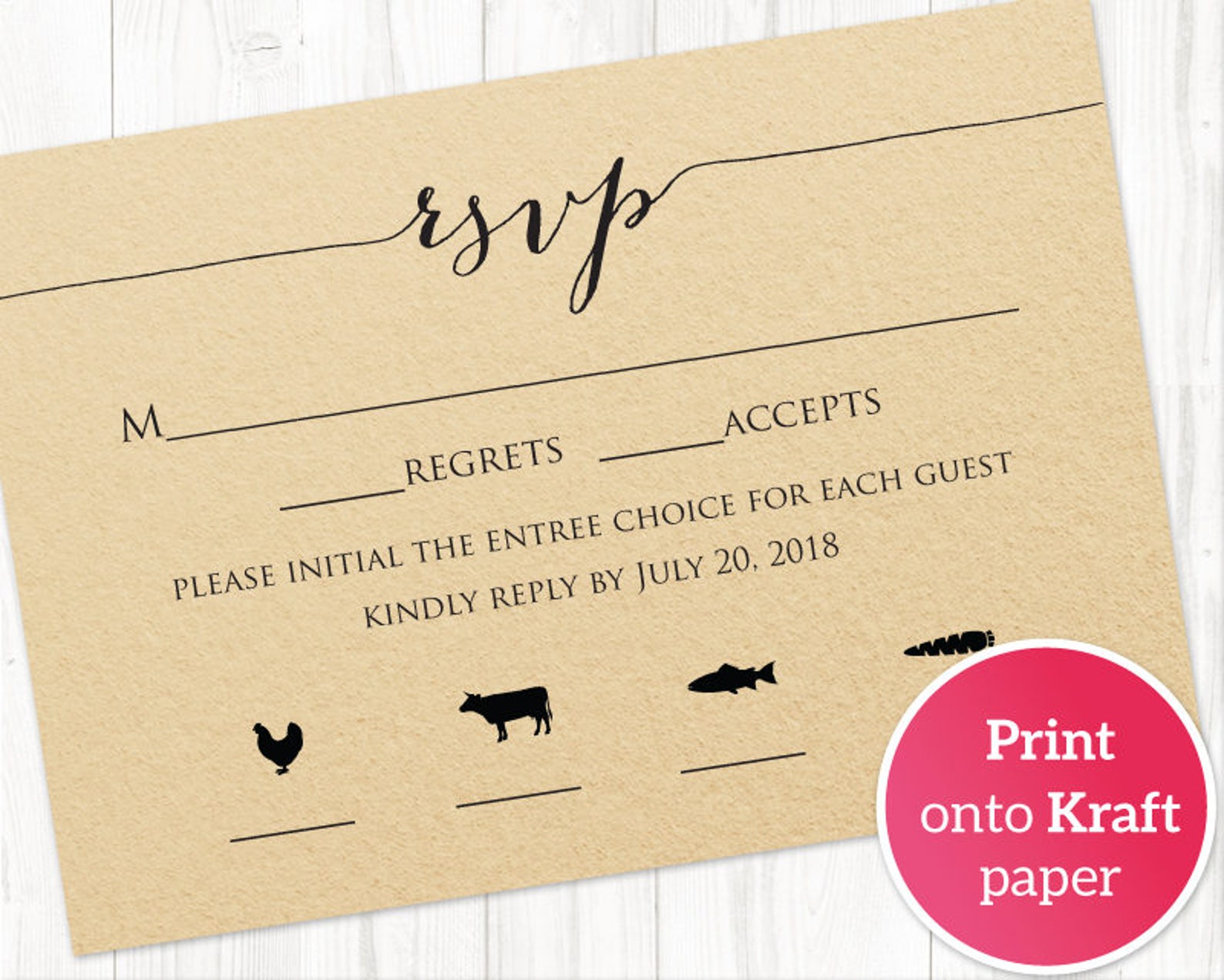 RSVP Card With Meal Icons Templates FOUR Meal Combinations - Etsy