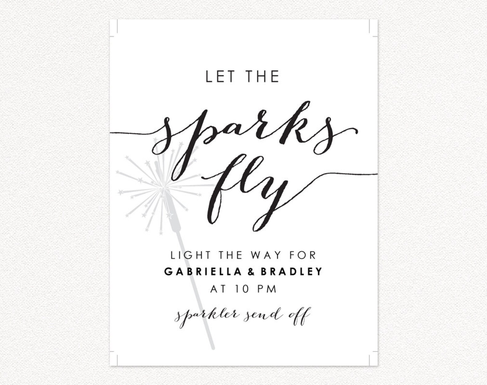Let the Sparks Fly Sparkler Send off Sign, 8x10 DIY Sign, Instant ...