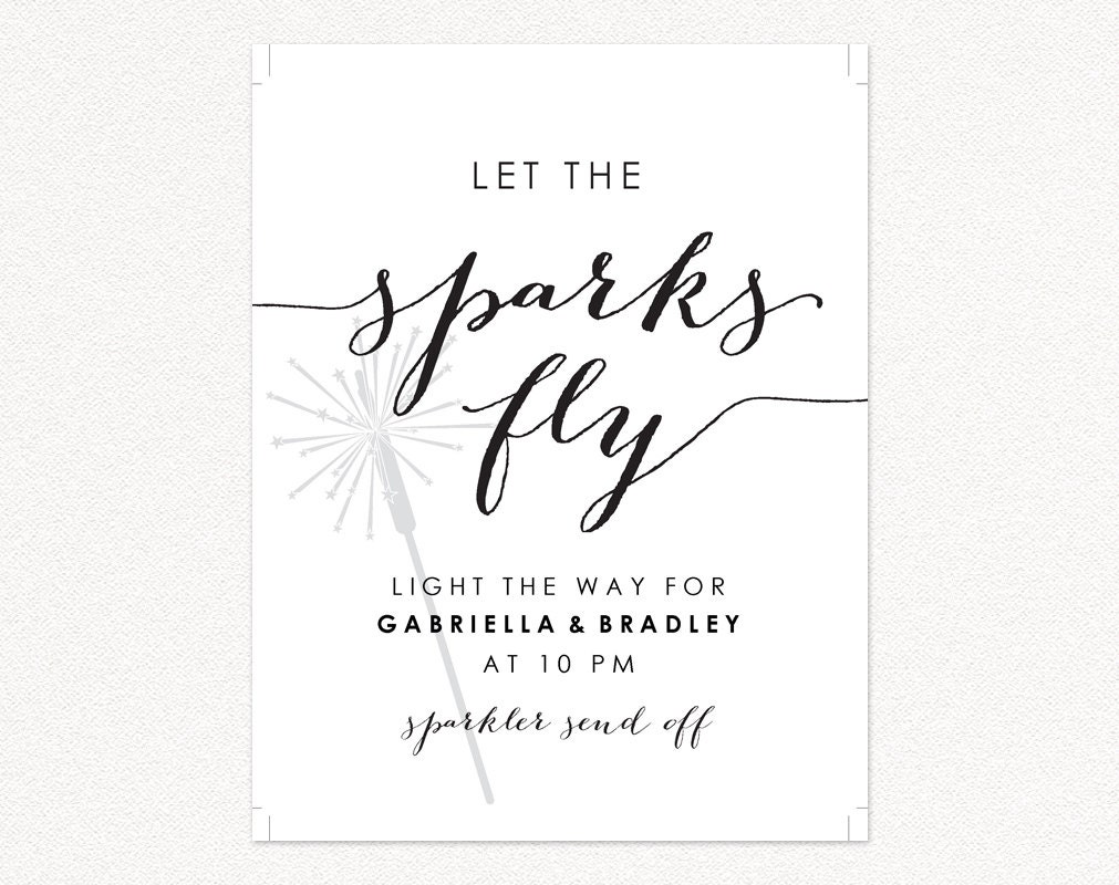 Let the Sparks Fly Sparkler Send off Sign, 8x10 DIY Sign, Instant ...