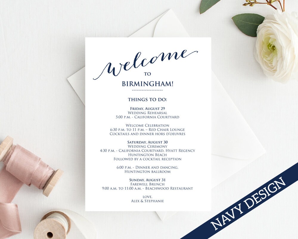 Welcome Wedding Weekend Itinerary Details Card Insert Wedding - Etsy