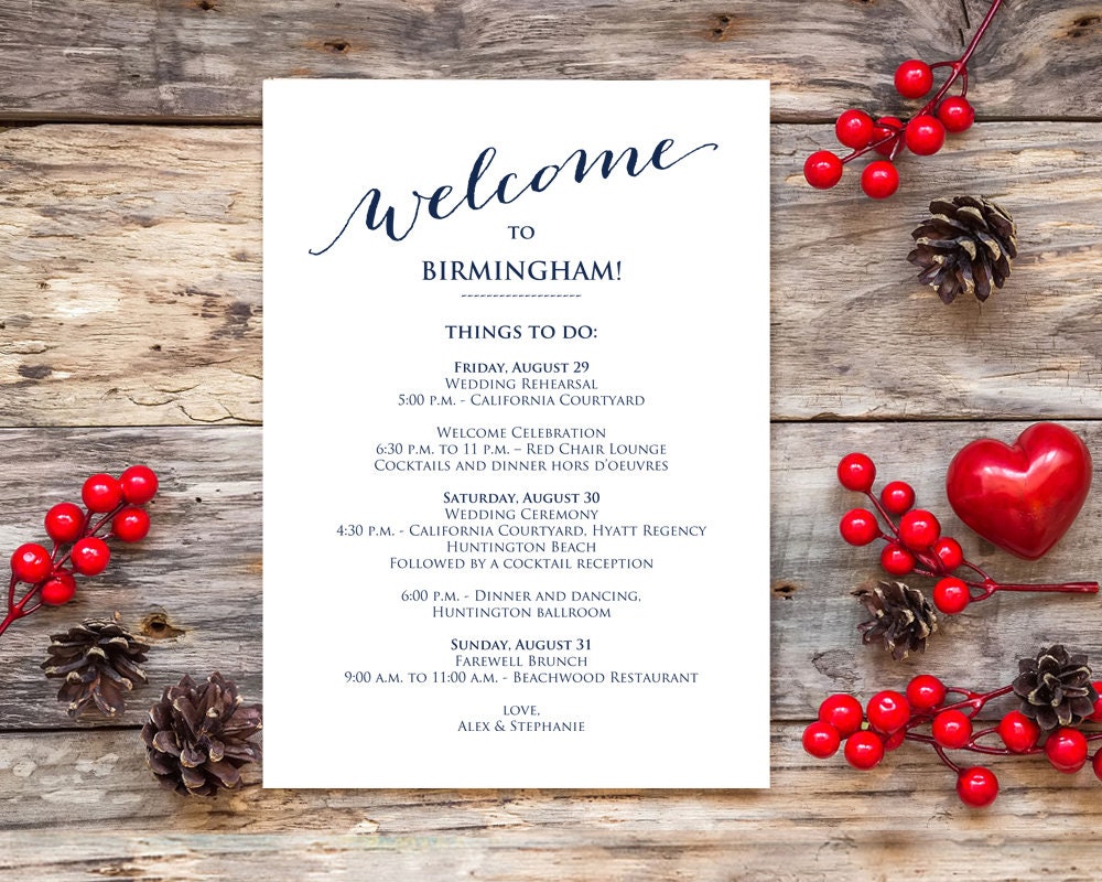 Welcome Wedding Weekend Itinerary Details Card Insert Wedding - Etsy