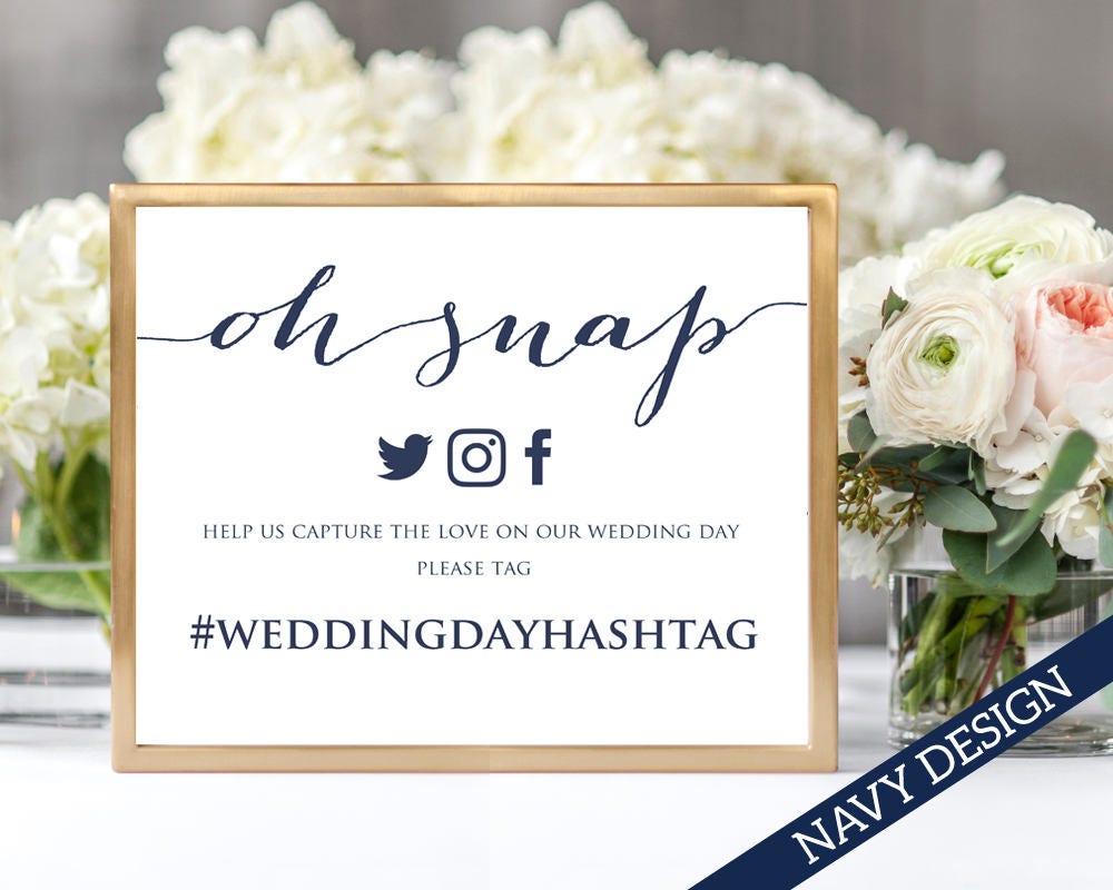 Oh Snap Wedding Hashtag Sign DIY Hashtag Sign Printable - Etsy