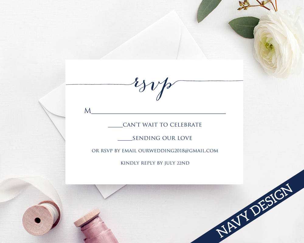RSVP Card Template Edit & Print Instant Download DIY | Etsy
