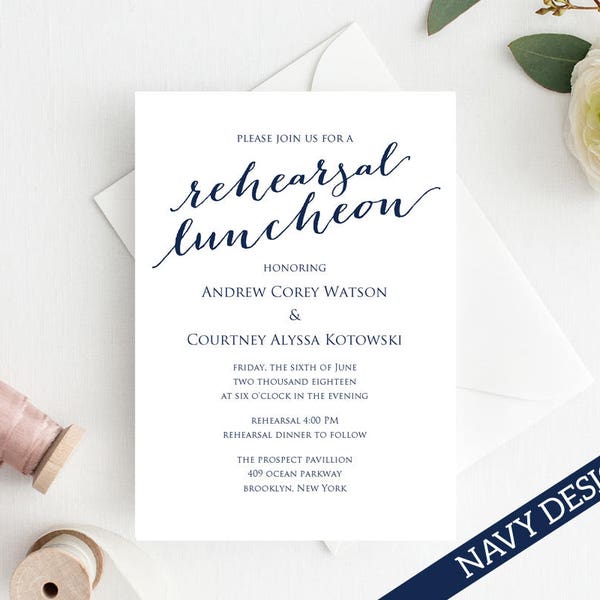 Rehearsal Luncheon Invitation Template - Etsy