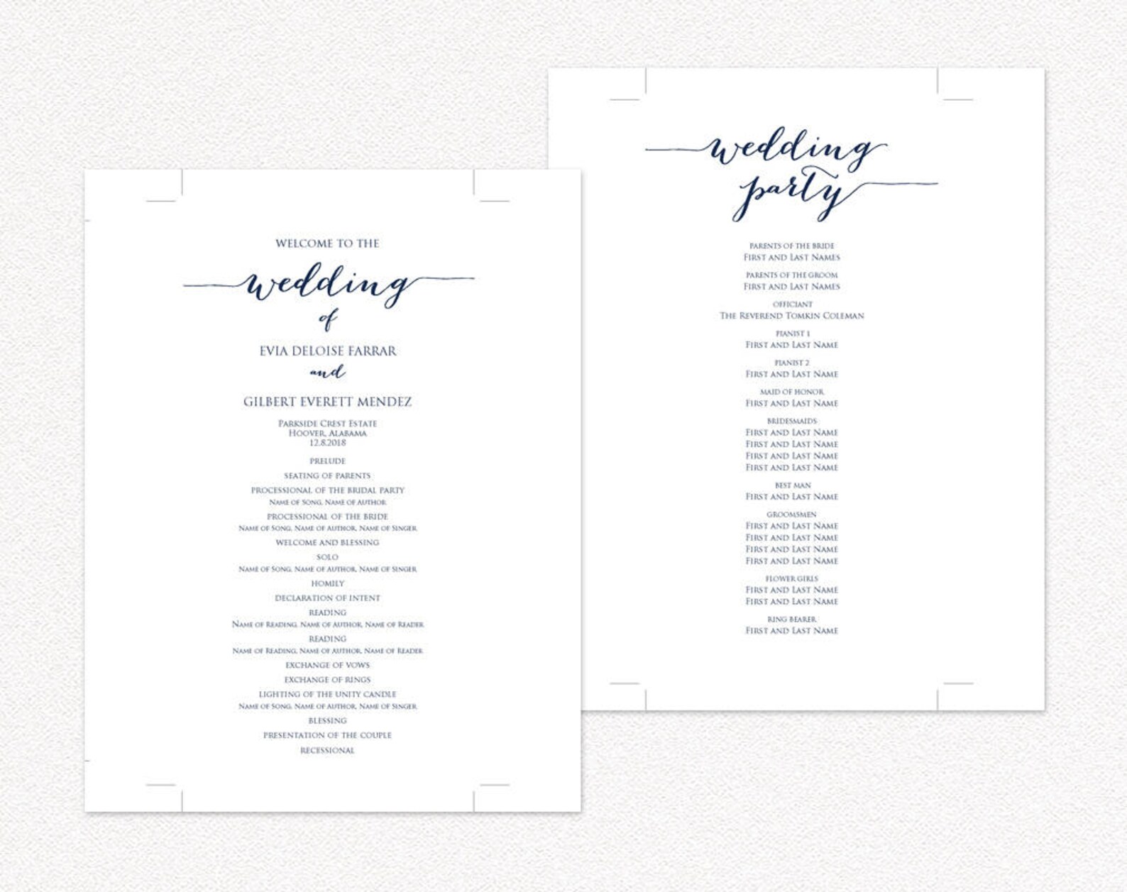 Wedding Programs Wedding Program Template Programs Program Etsy