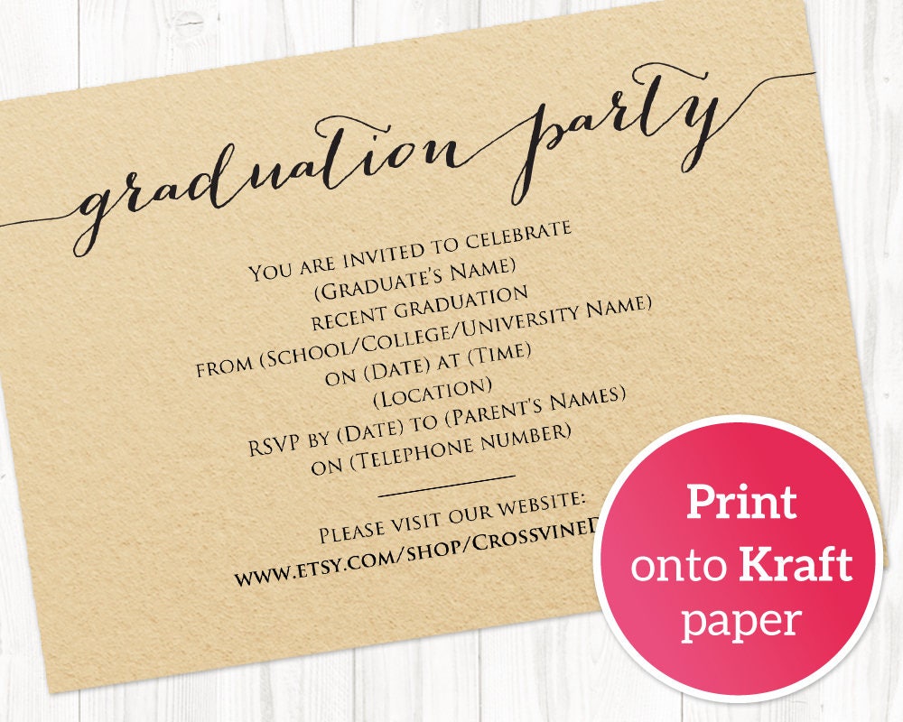 Graduation Invitation Insert Template