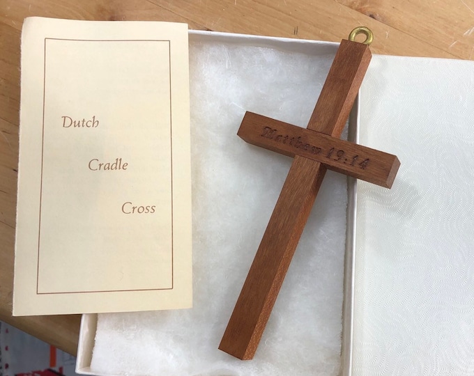 Dutch Cradle Cross - Baptism Wood Cross Matthew 19:14 - Holy Religious ...