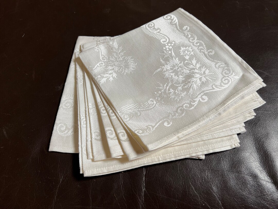Damask Napkins off White, Set of 6 Vintage Table Setting - Etsy