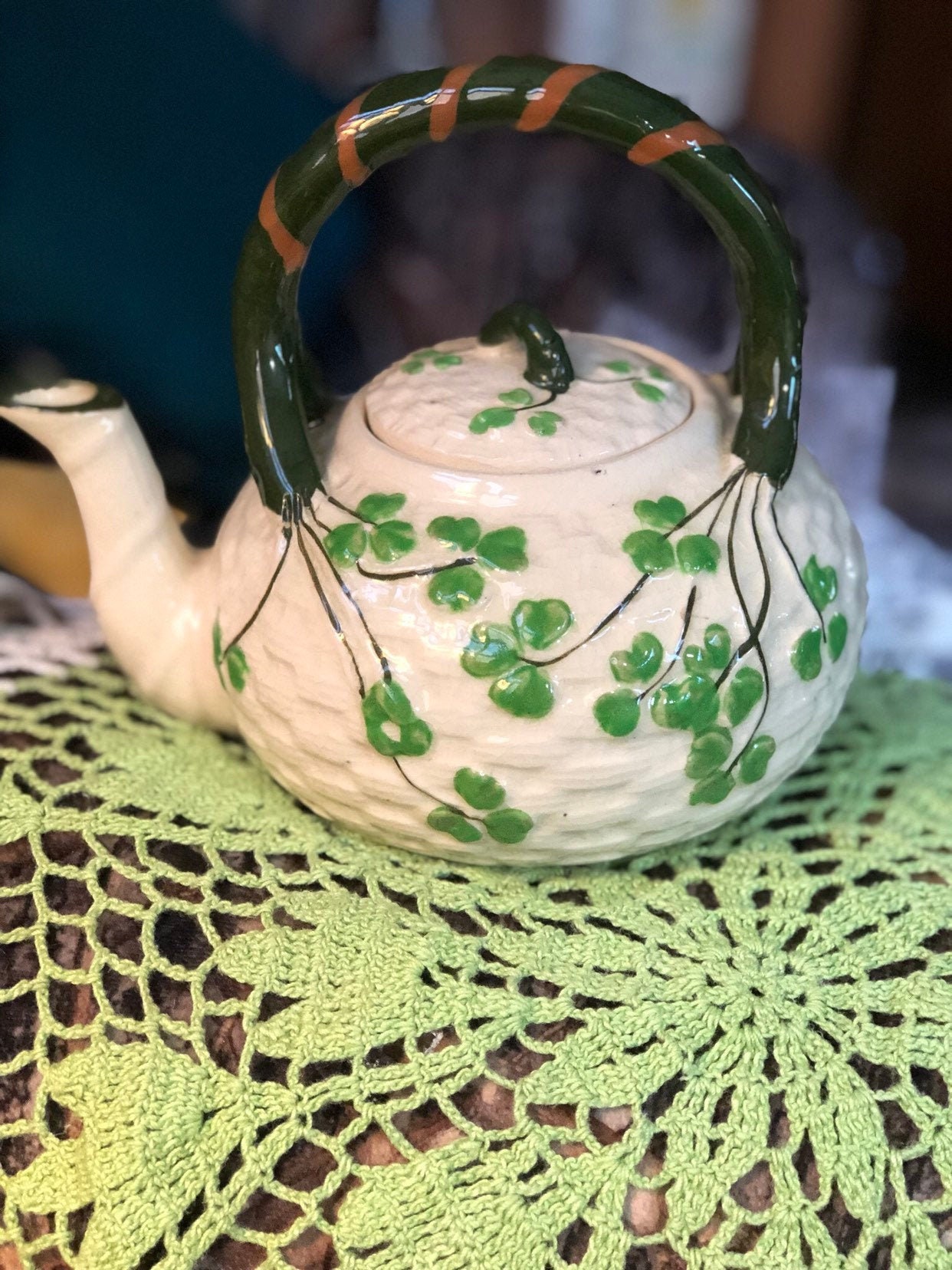 Green Shamrocks Teapot, Vintage St. Patrick's Day Tea Pot, Irish ...