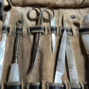 Antique Manicure Set, Pedicure Kit, Victorian Vanity Display ...