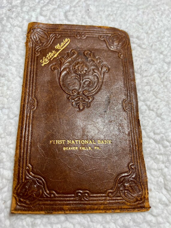 Antique Leather Billfold, Embossed Gold Embellished B… - Gem