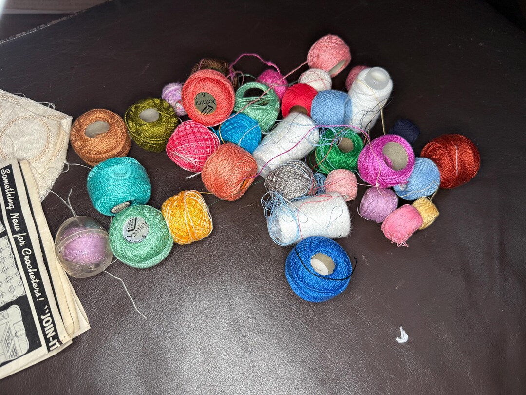 Doily Thread Yarn Spools Lot, Vintage Multi Colors Crochet Knit Craft Supply, Instructions - Etsy