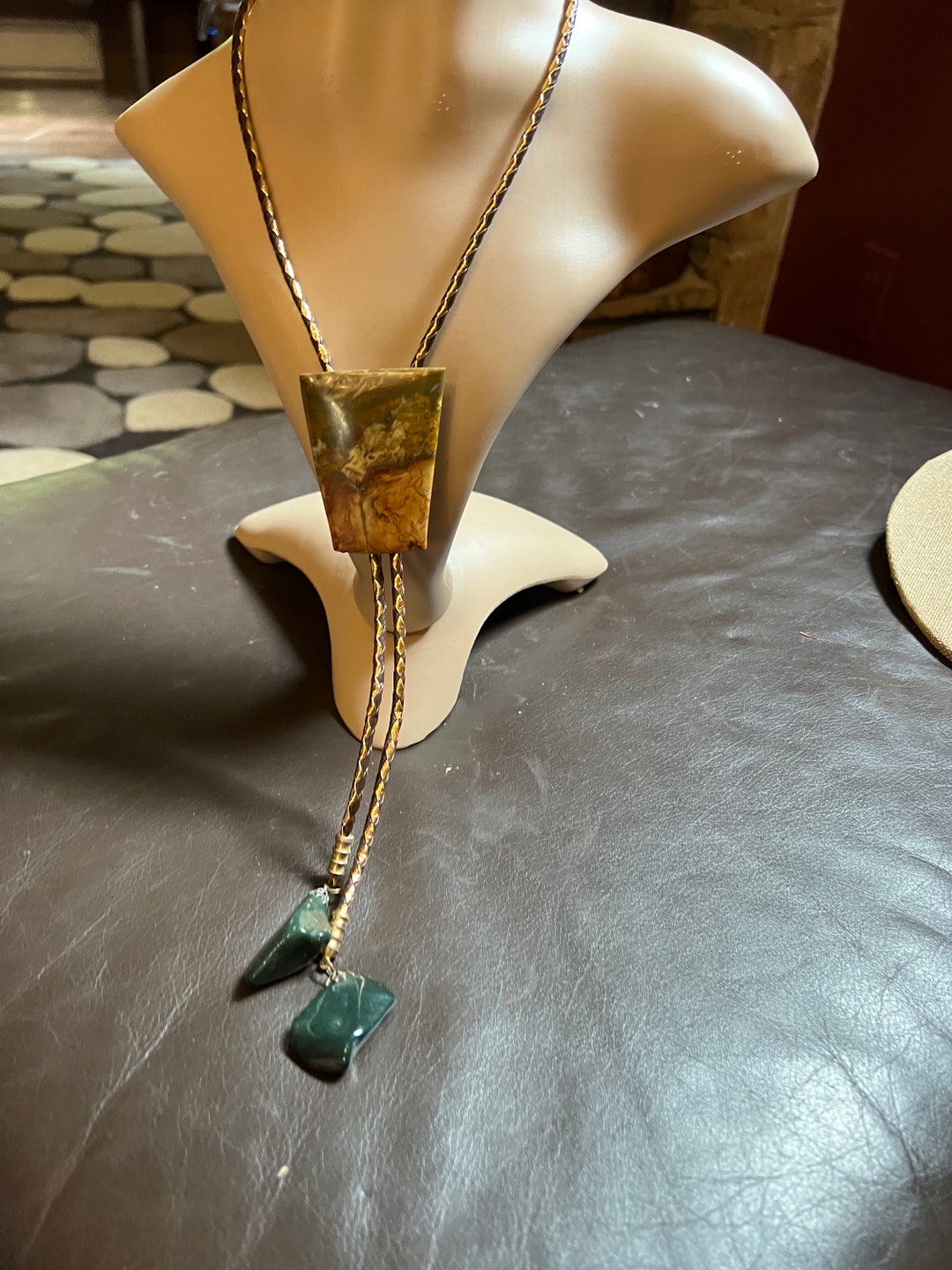 Southwestern Bolo, Jasper Stone Neckwear Jewelry, Unisex Country ...