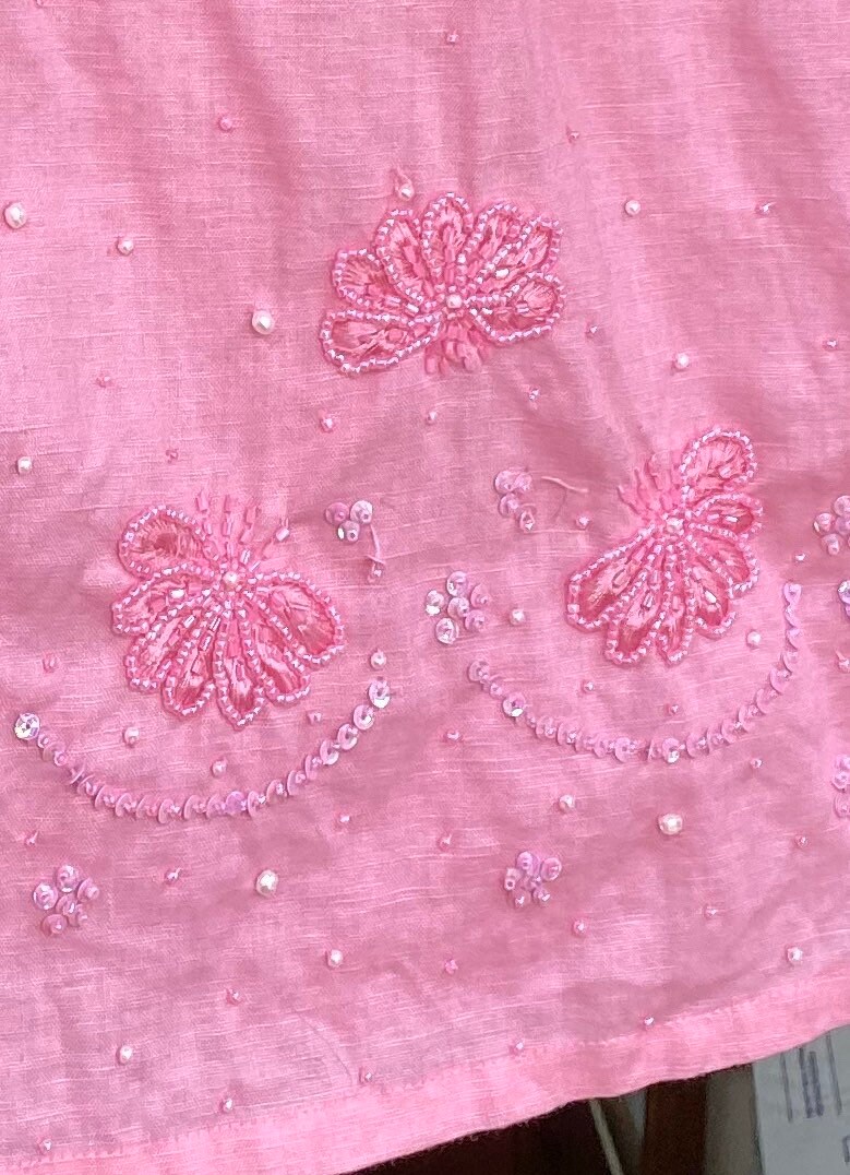 Pink Womens Top Irish Linen Pullover Blouse Beads and - Etsy