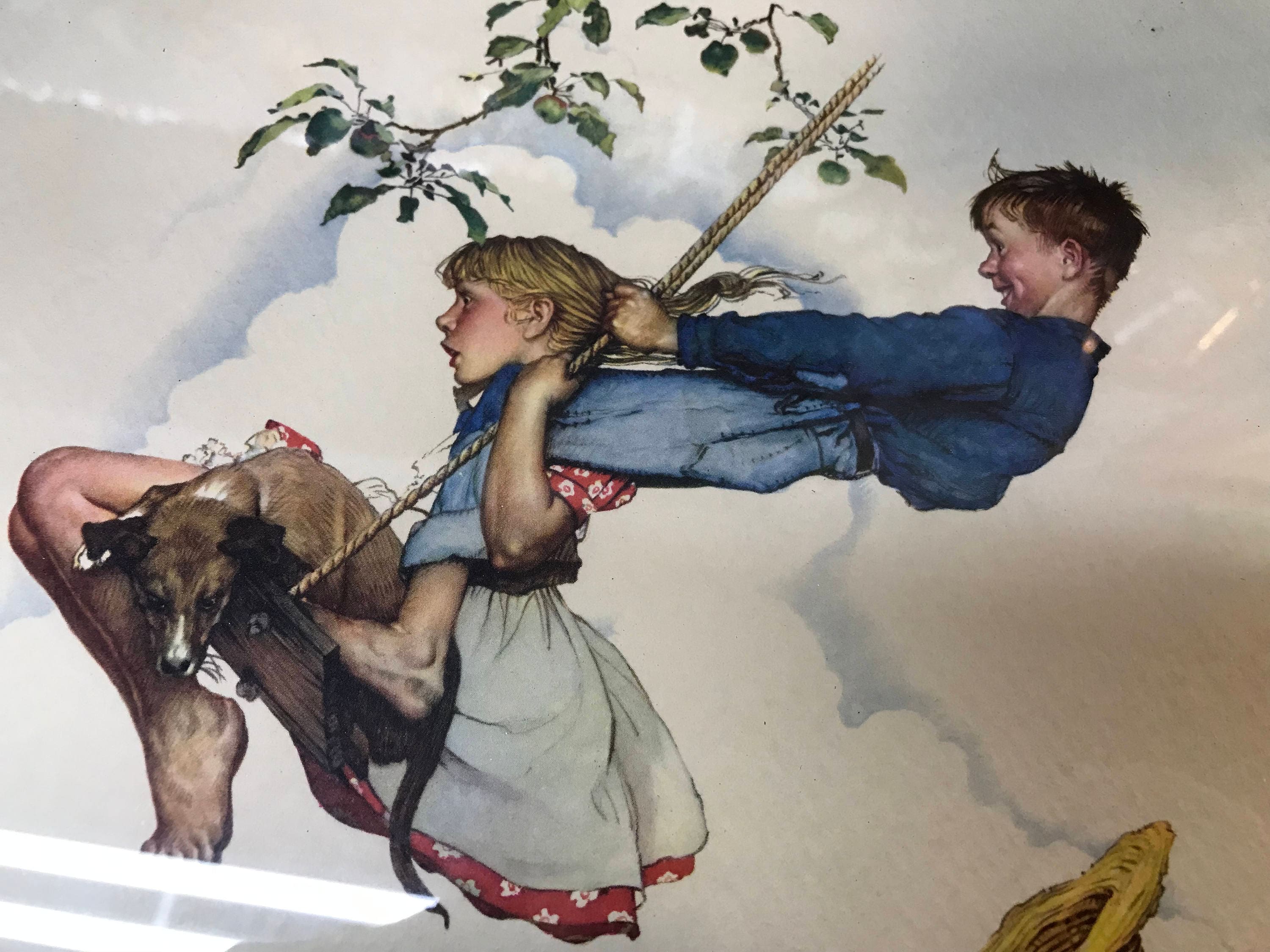 Norman Rockwell Picture, American Art, Children on Swing Norman Rockwell Picture, American Art, Children on Swing