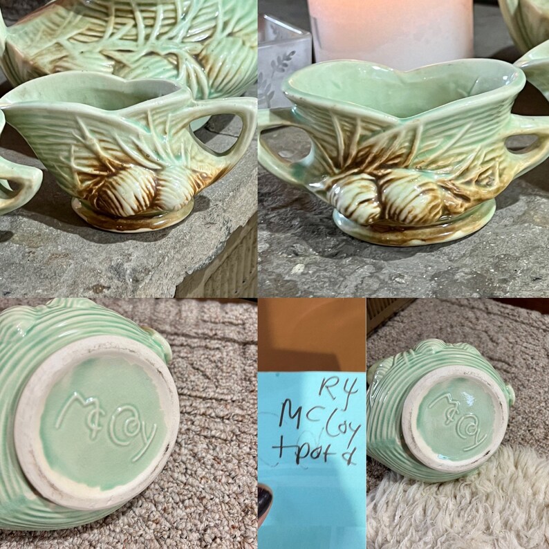 Mccoy Tea Set Pinecone Pattern Teapot Vintage Creamer and - Etsy