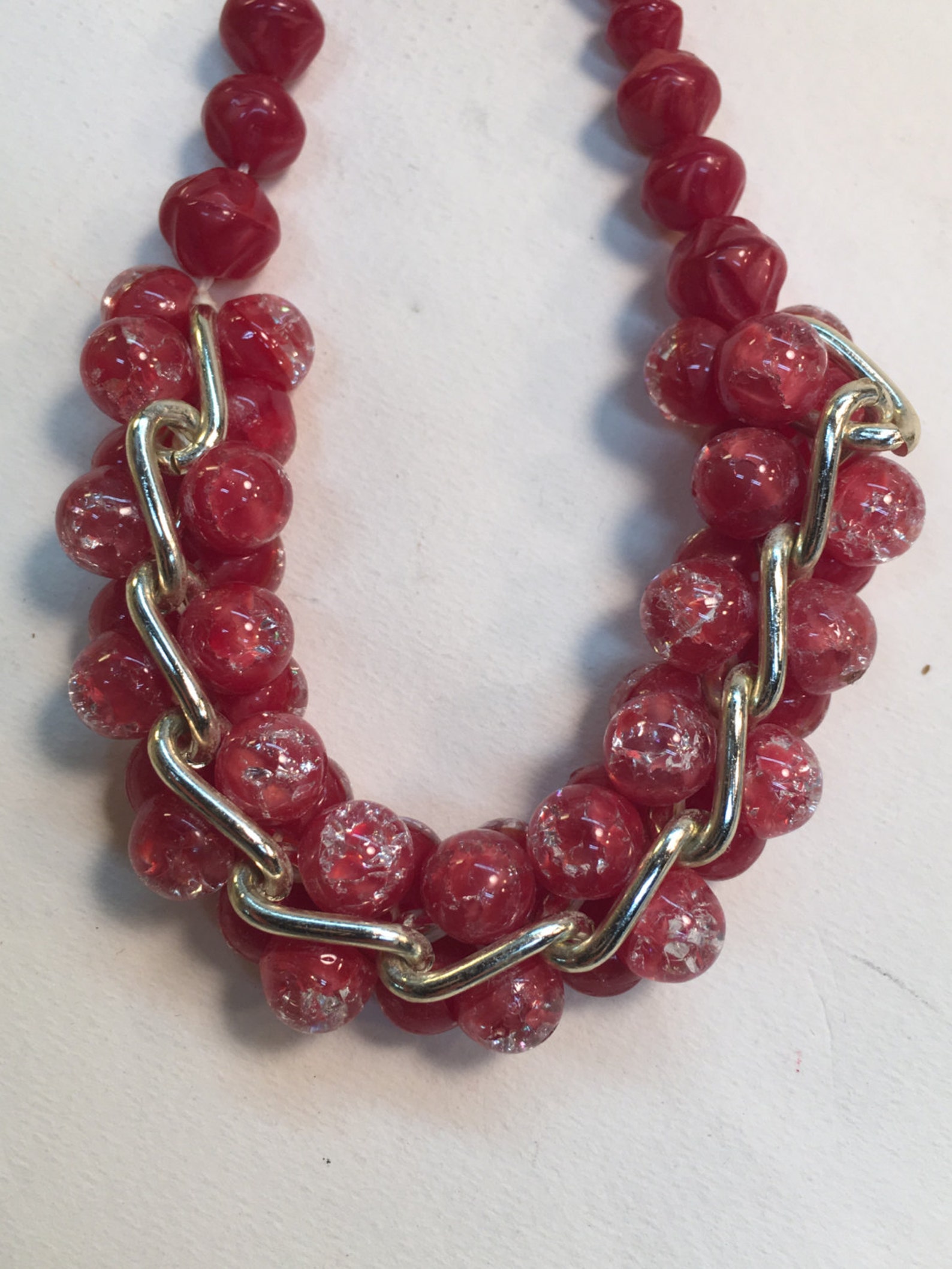 Necklace Maroon Beads Retro Multi Strand Necklace Vintage - Etsy