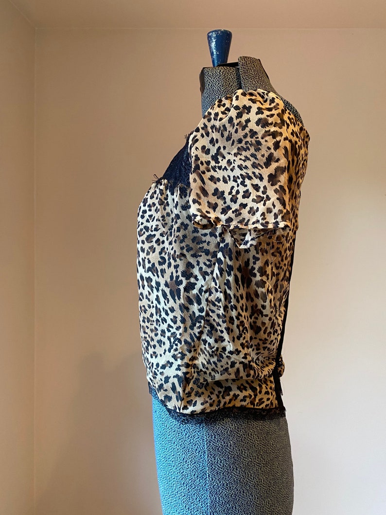 Leopard Sheer Lingerie Top Lace Embellished Summer Shirt - Etsy