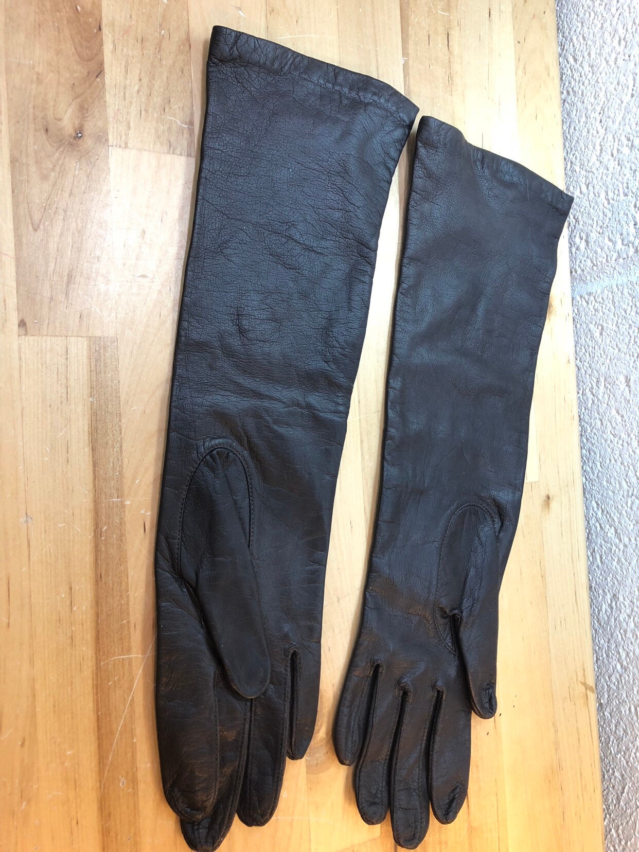 Long Leather Gloves with silk lining - Brown Women’s Fashion Gloves ...