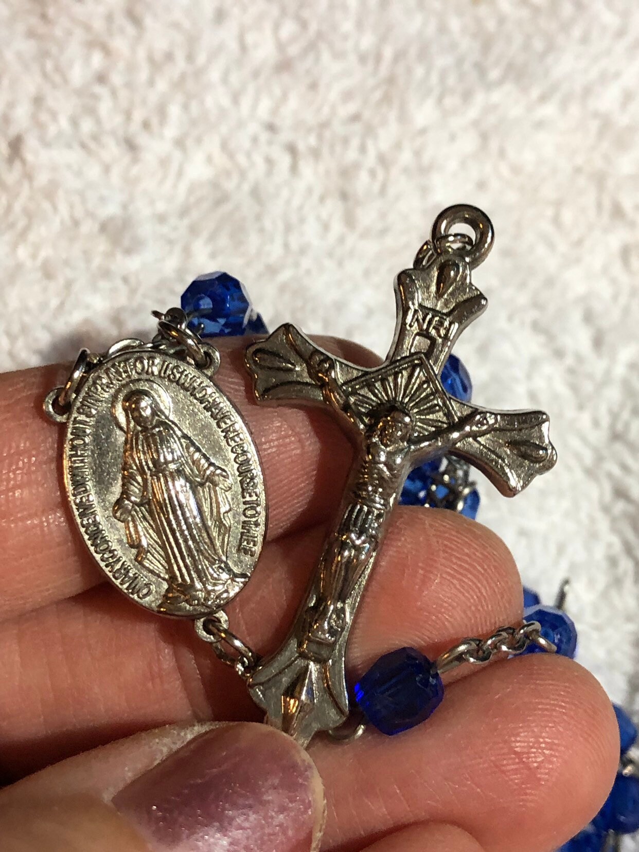 Blue Rosary Beads in case - something old something blue - Religious ...