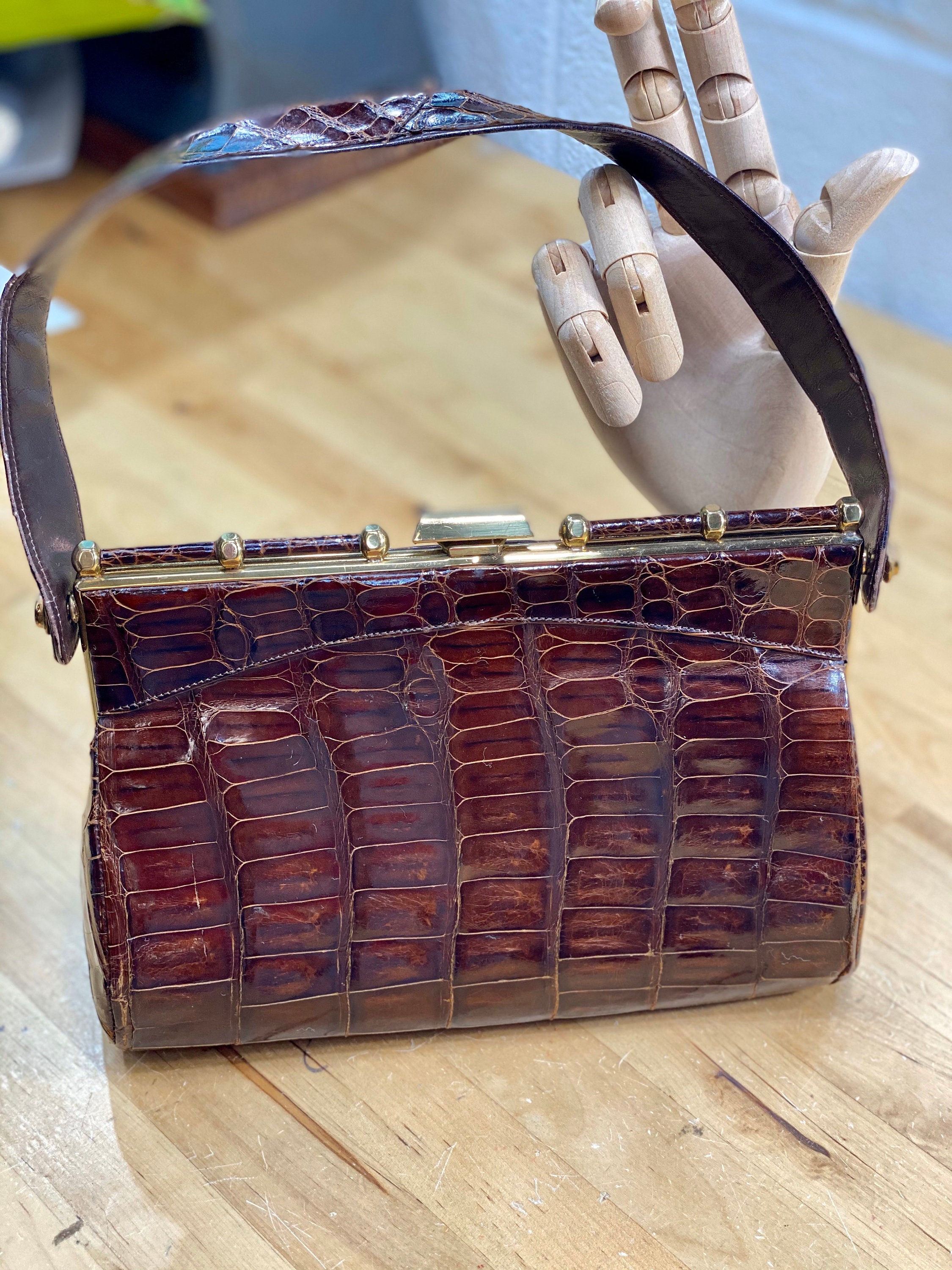 Deitsch Luxury Alligator Handbag, Mid Century Luxury Fashion Purse ...
