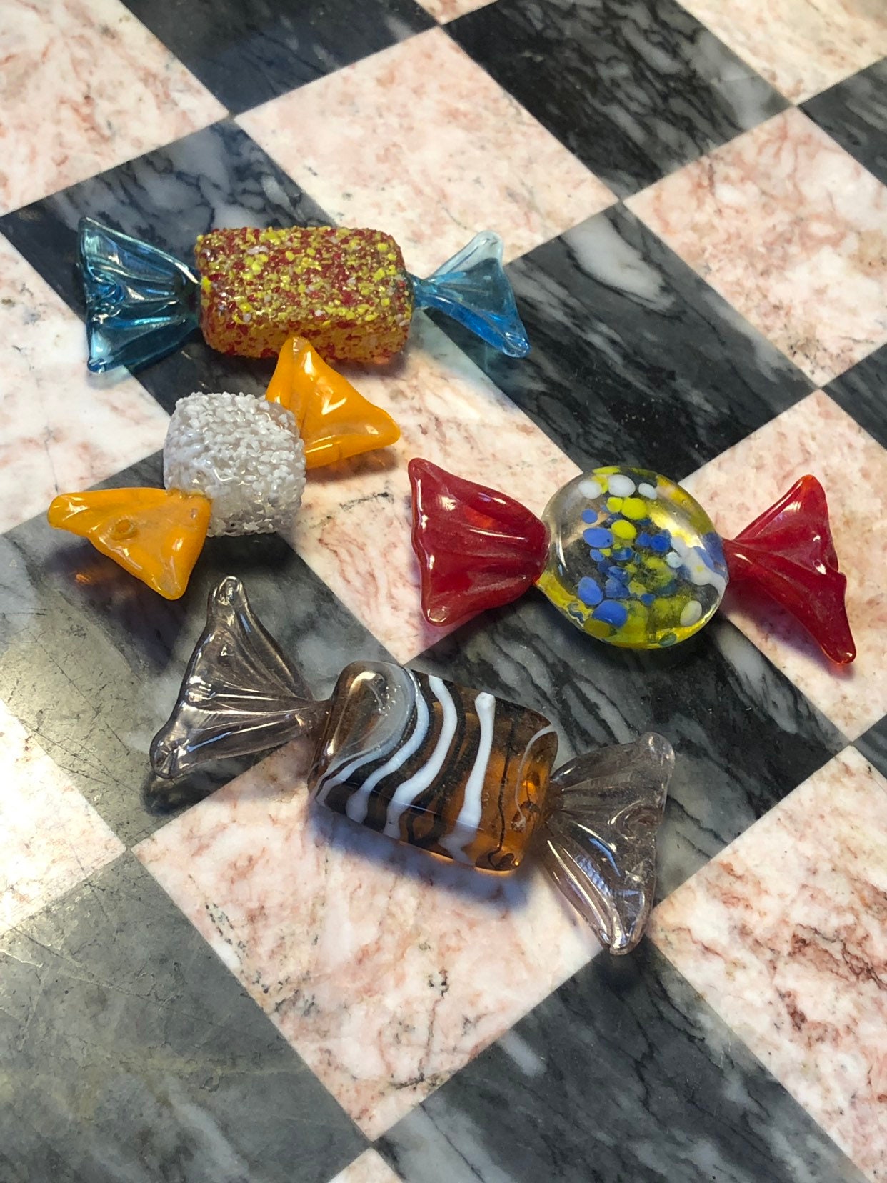 Colorful Glass Candy Display - Candy Figurines