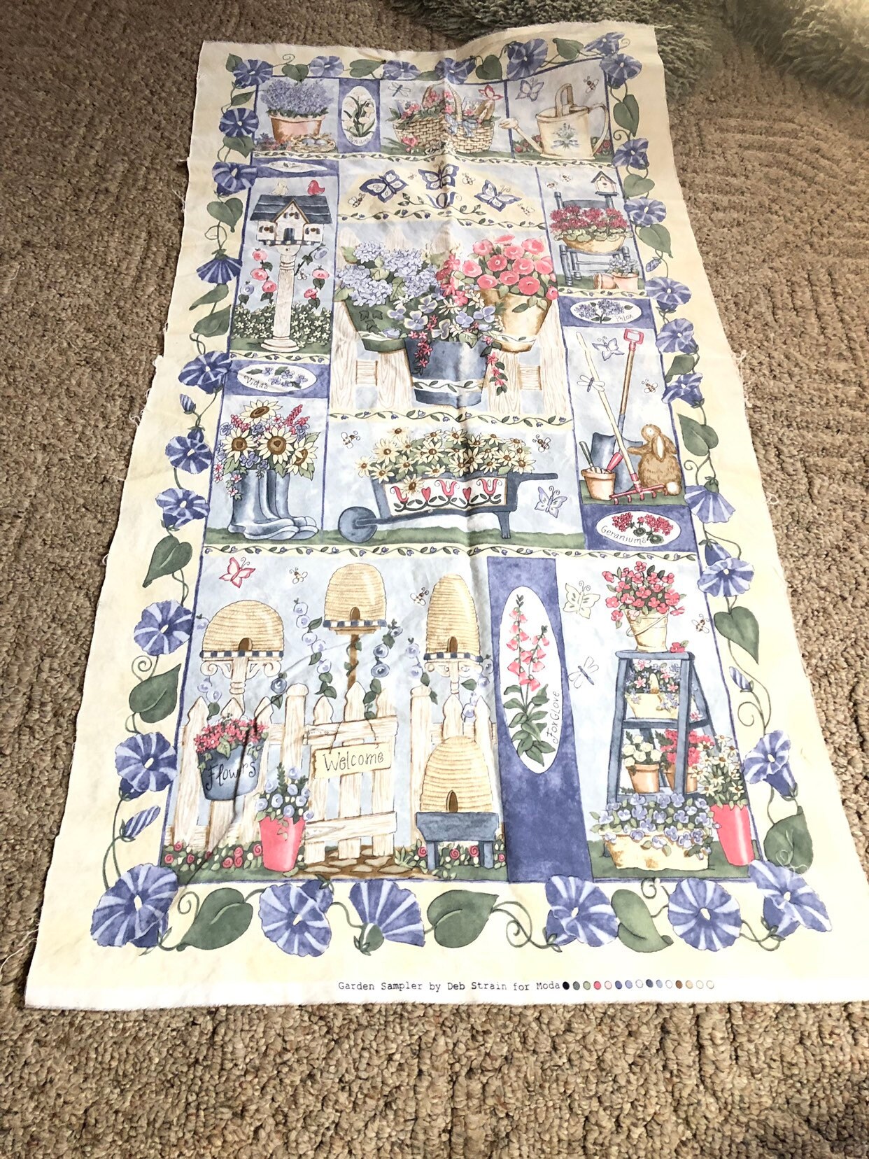 Garden Sampler Fabric Panel - Sewing Project Flower Material - Moda ...