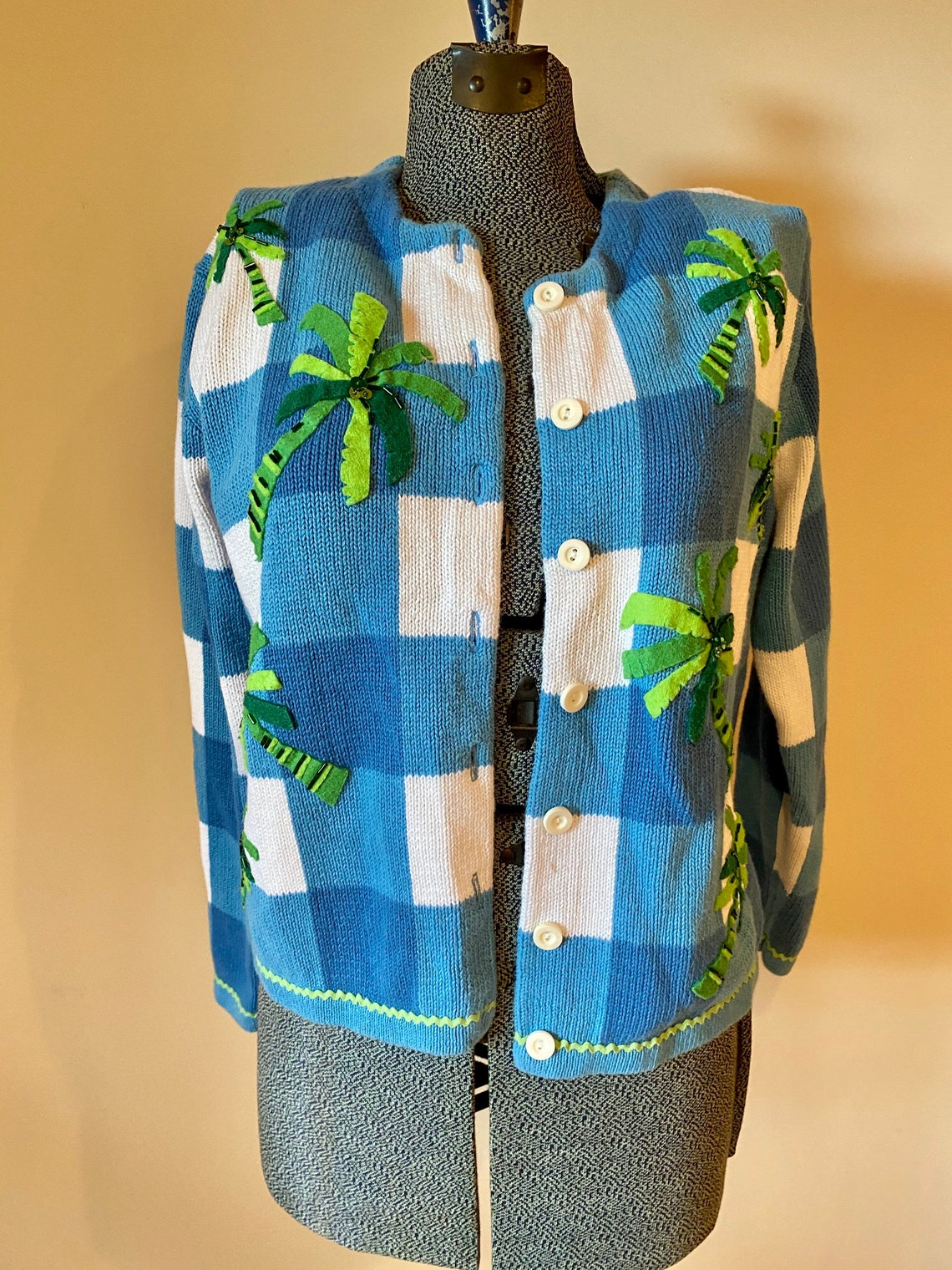 Palm Tree sweater vacation cardigan Miami Beach summer | Etsy