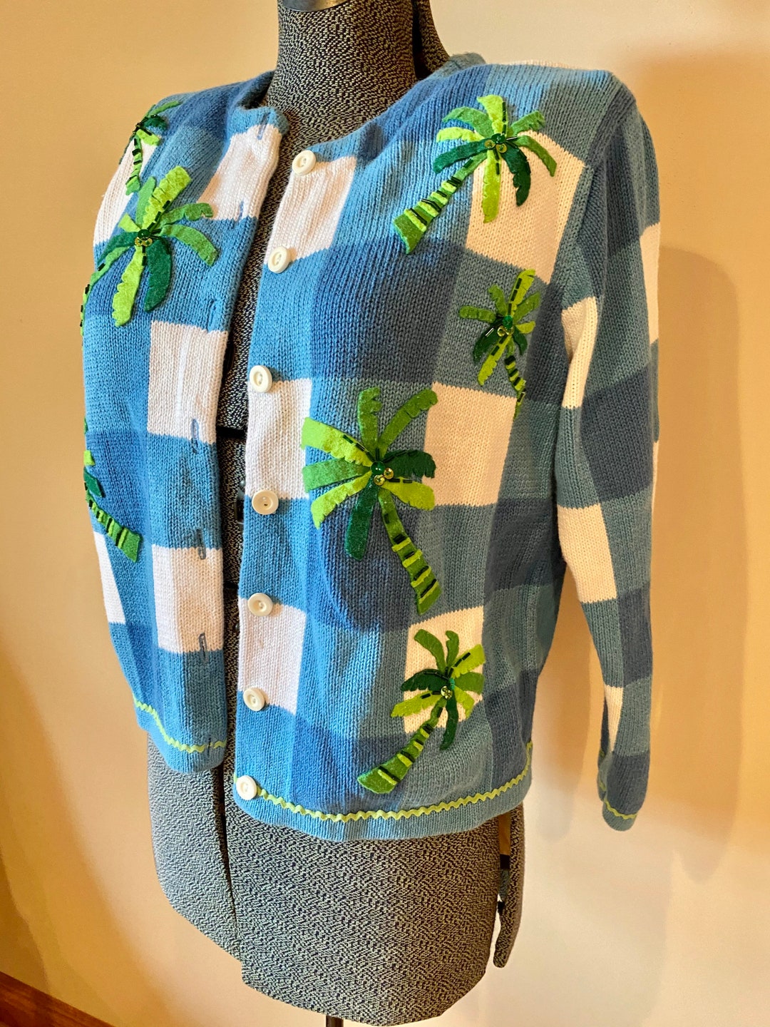 Palm Tree Sweater, Vacation Cardigan, Miami Beach Summer - Etsy