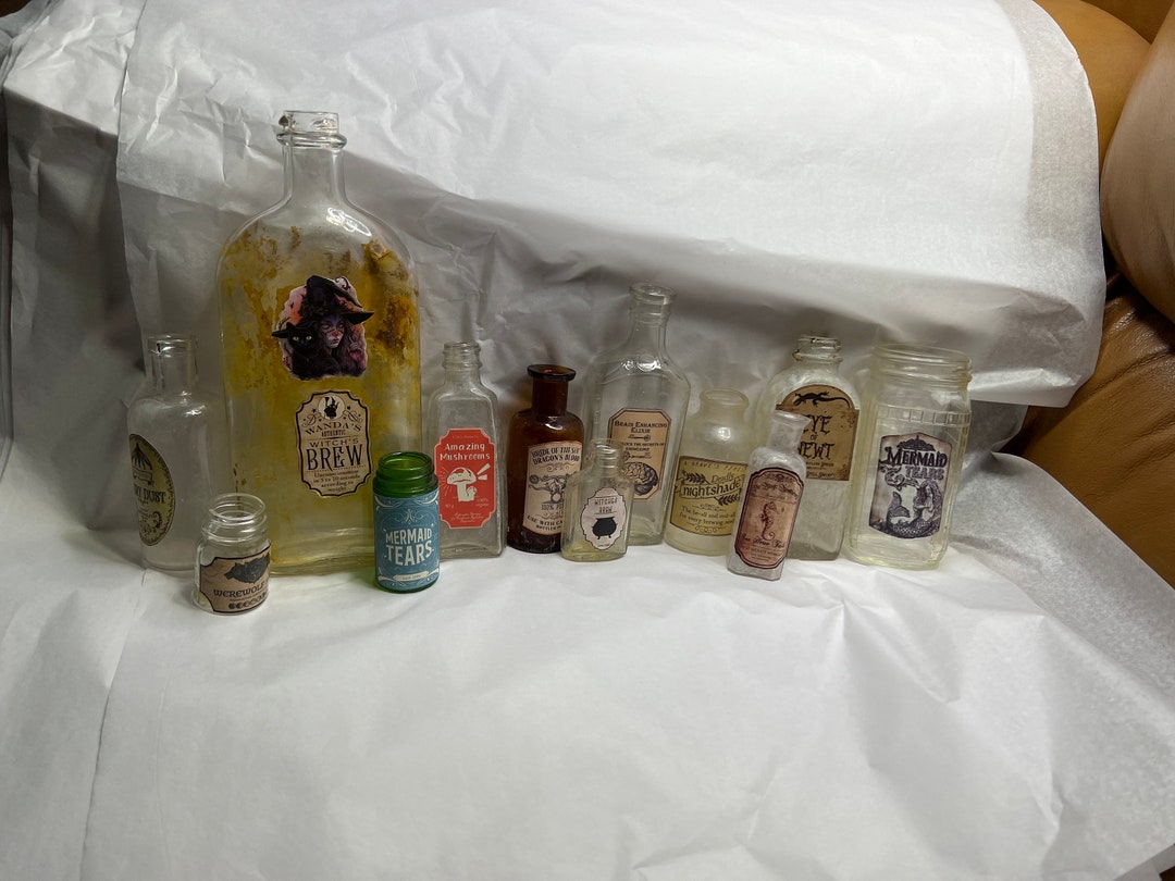 Gothic Bottles, Halloween Home Decorations, Vintage Glass - Etsy