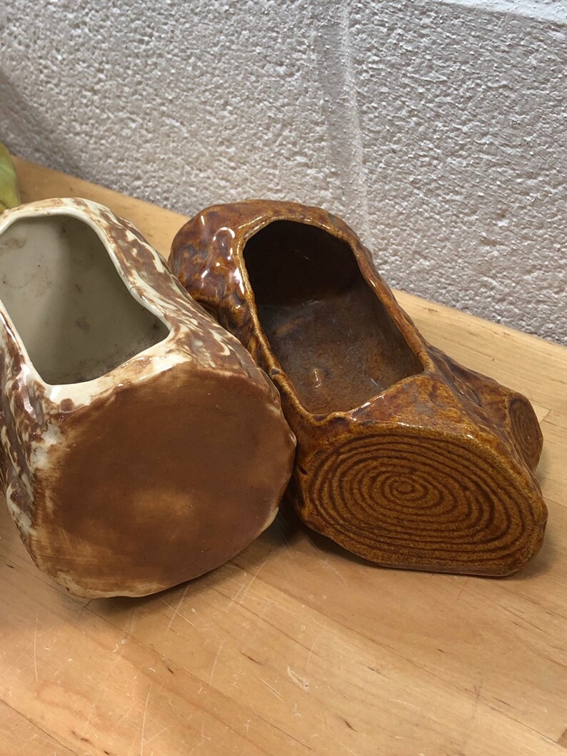 Faux Bois Ceramic Log Planters Faux Wood Pottery Plant Pots - Etsy