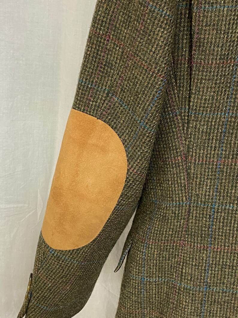 Mens Wool Jacket Leather Elbow Patch and Collar Retro - Etsy