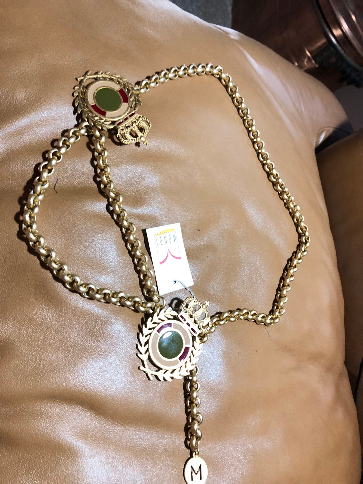 Gold Chain Crown Belt, Adjustable Retro Mondi Belt, Vintage Fashion