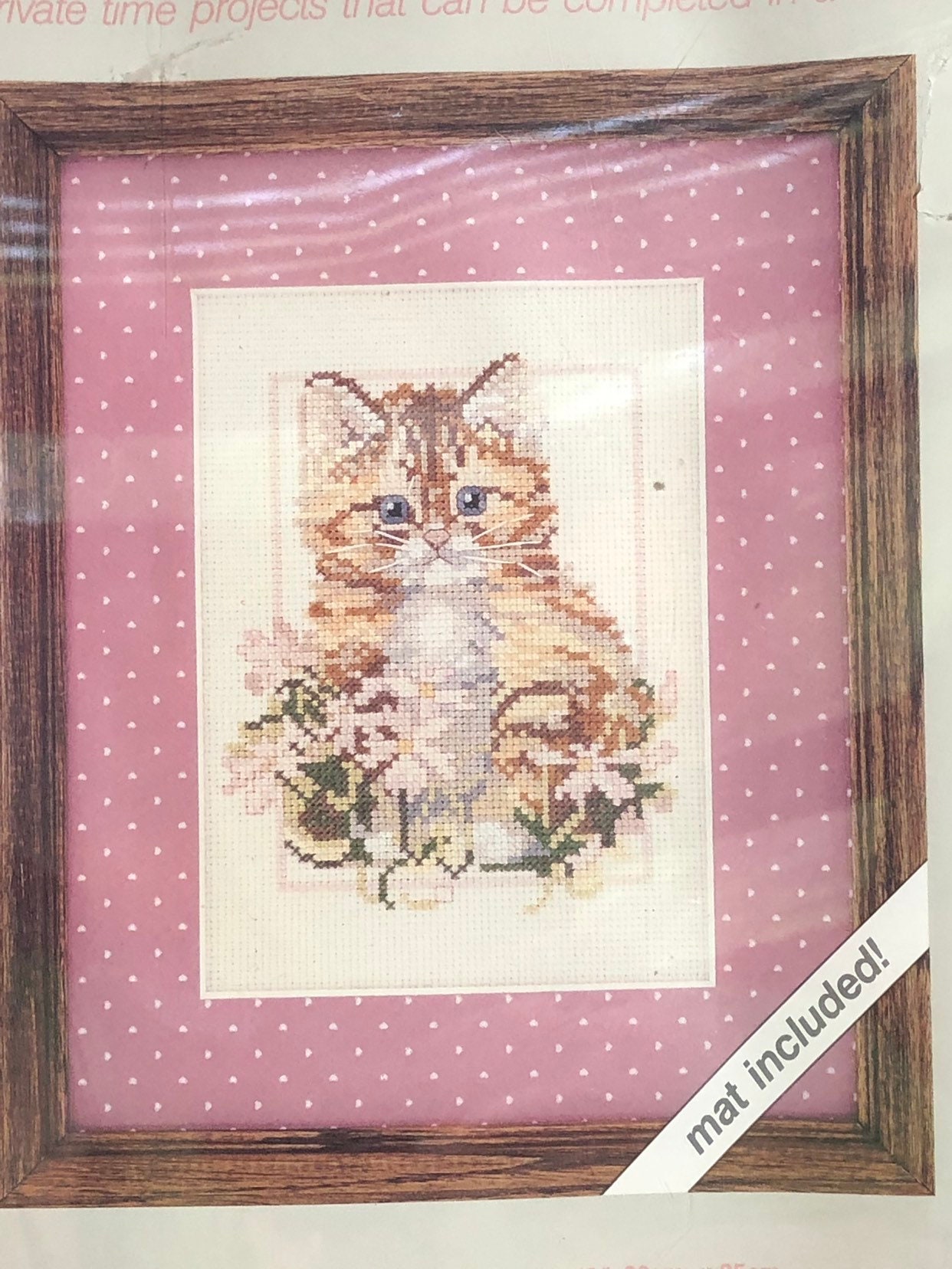 Reserved Cat Cross Stitch Project Kit, Needlepoint Handmade Kitten Kit