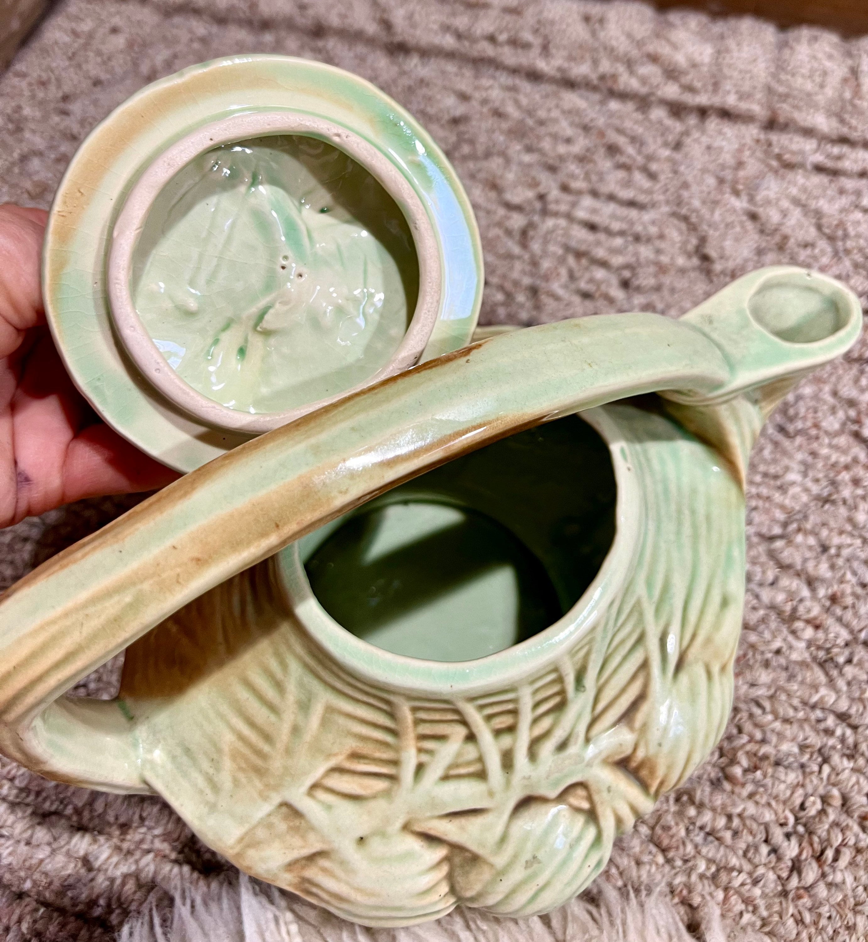 McCoy Tea Set, Pinecone Pattern Teapot, Vintage Creamer and Sugar ...