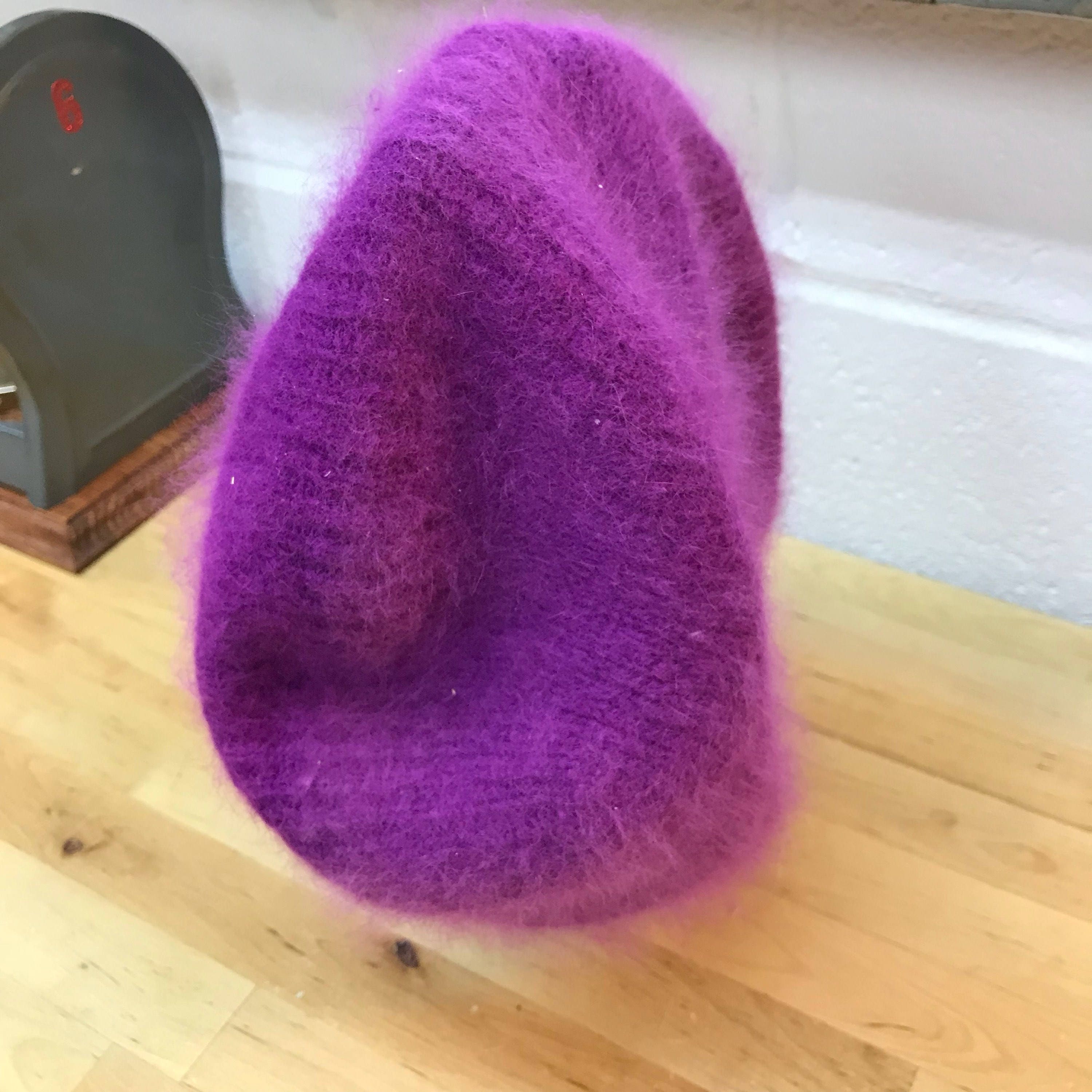 Beret Purple Angora Wool - Retro Aris hat - Winter Women's Hat