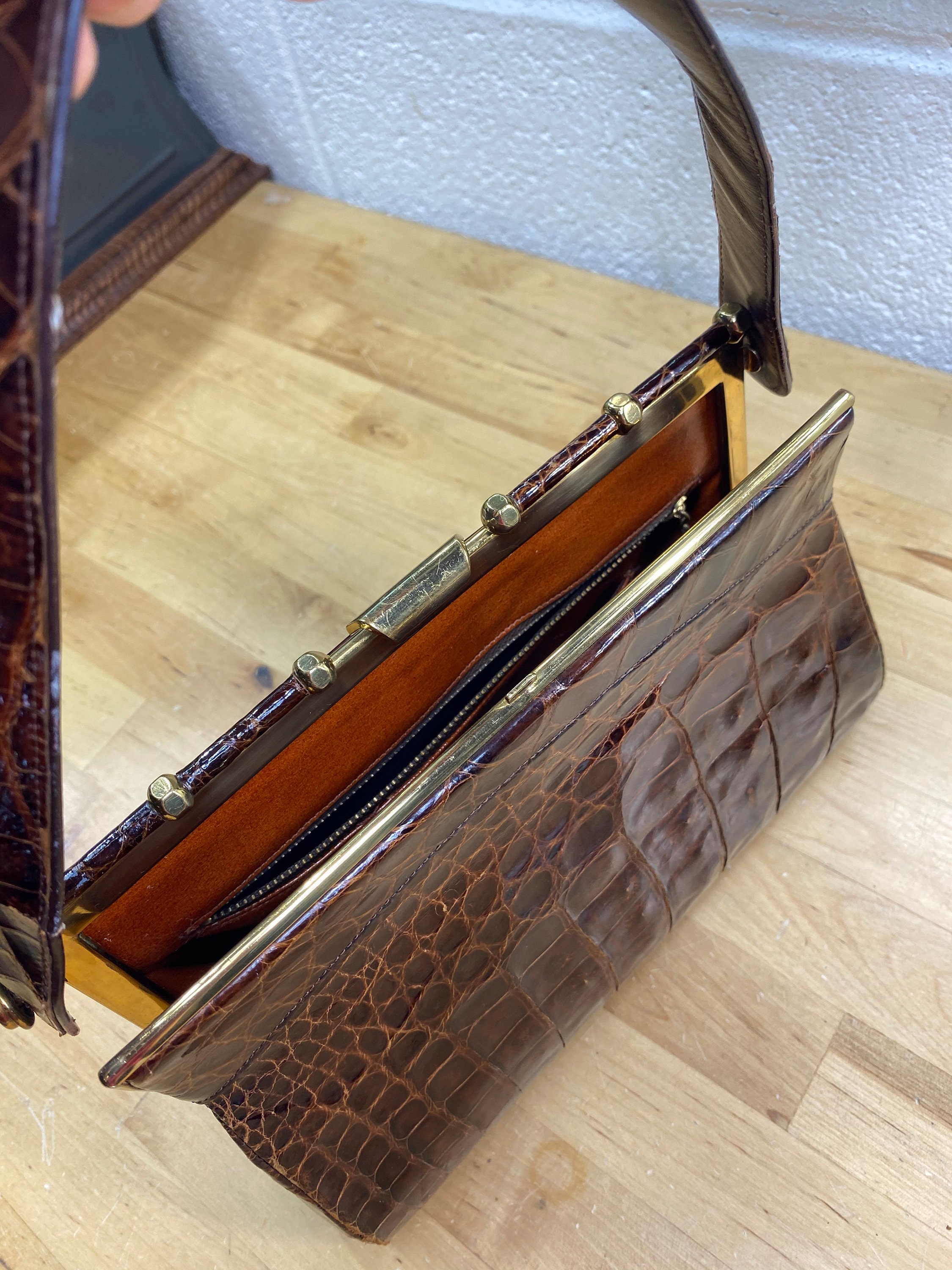 Deitsch Luxury Alligator Handbag, Mid Century Luxury Fashion Purse ...