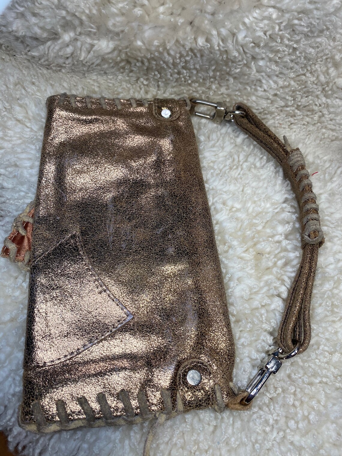 Gold Leather Purse Boho Style Clutch Handbag Mod Fashion Bag - Etsy