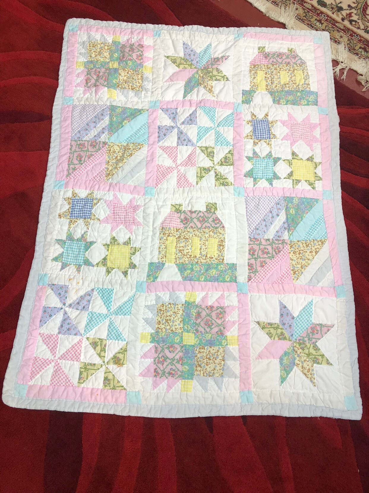 Antique Baby Quilt - Handmade Child's Blanket - Baby Shower Gift ...