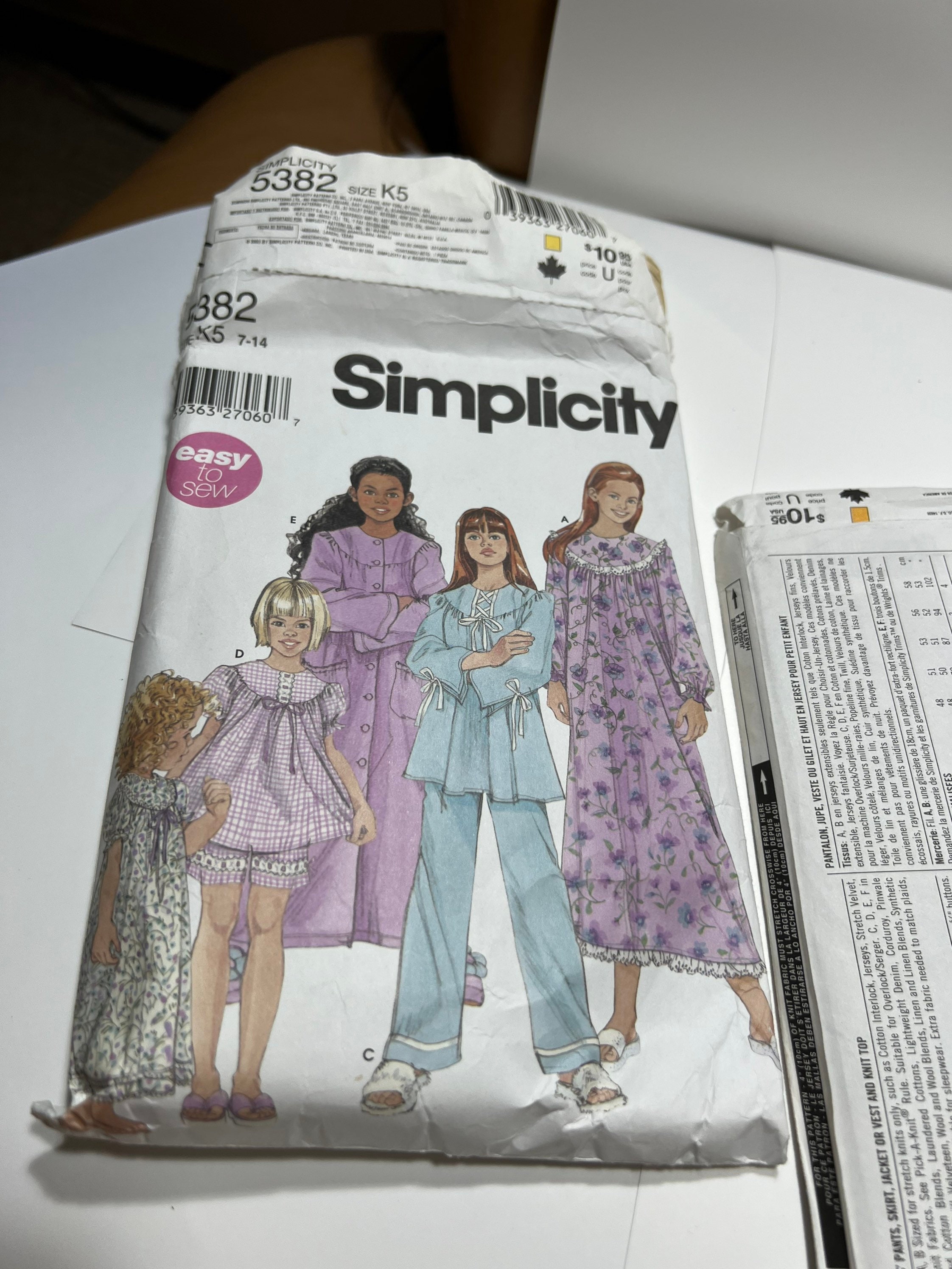 Child’s Vest Sewing Pattern, Girl’s Simplicity Pajama Pattern, Sew Projects