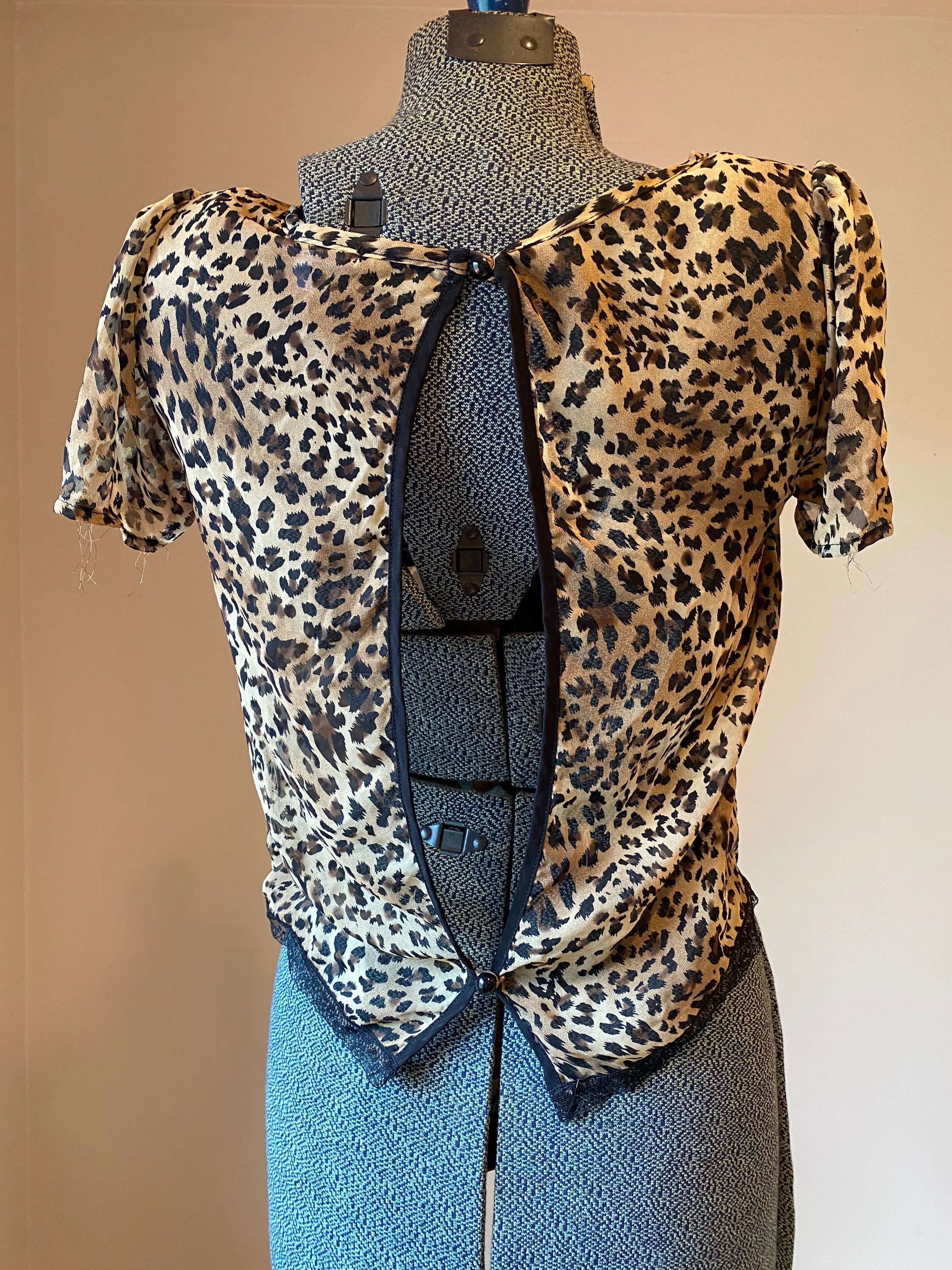 Leopard Sheer Lingerie Top Lace Embellished Summer Shirt - Etsy